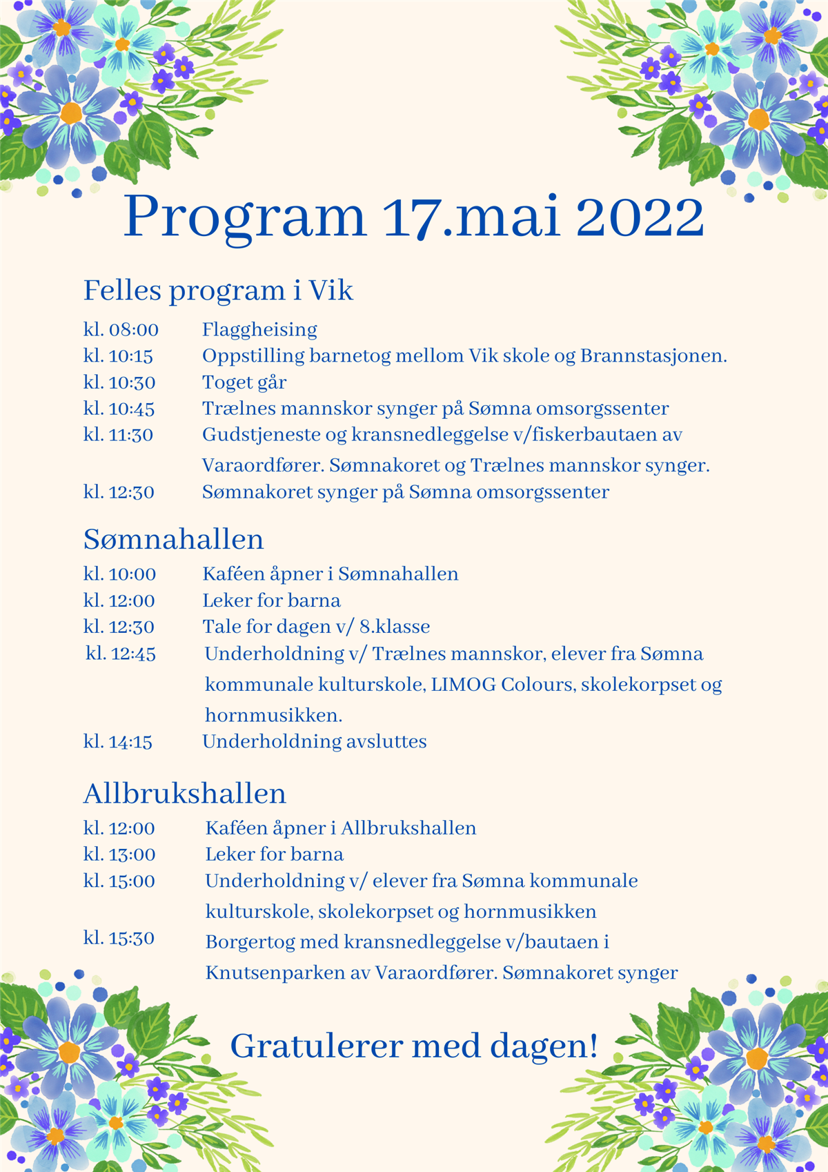 Program for 17.mai 2022 - Hovedportal