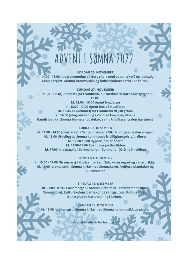 Advent i Sømna 2022 - Hovedportal Advent i Sømna 2022 - Hovedportal